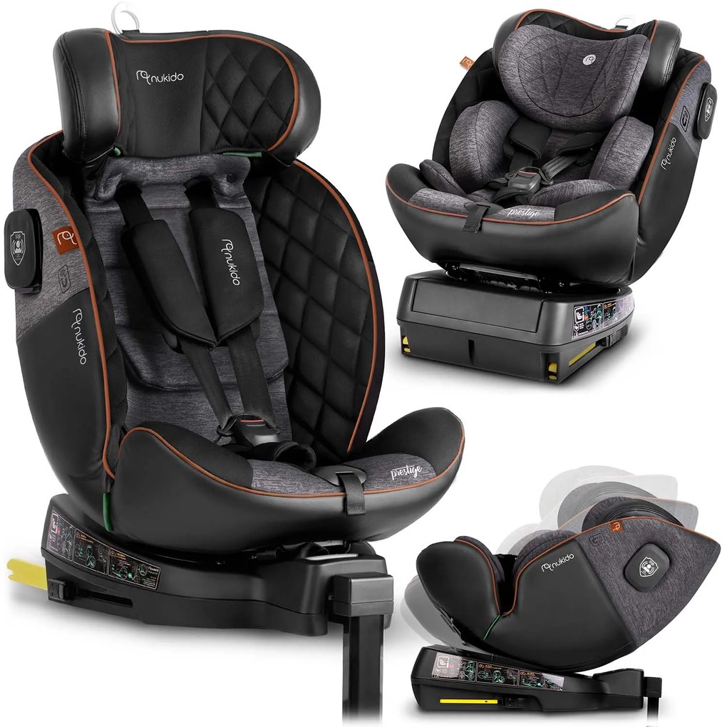 Autosedačka Nukido Prestige Line 0-36 kg ISOFIX v černé a šedé barvě pro bezpečné cestování