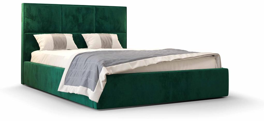 Manželská postel 160 cm Elna (tmavě zelená) (s roštem a úložným prostorem). 1046908