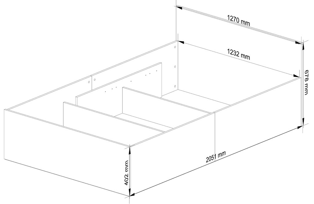Jednolůžková postel Cezar II (bílá) (s roštem a úl. prostorem). 1069420