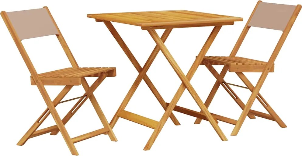 3dílný bistro set taupe textil a masivní dřevo 3281870