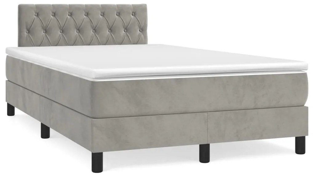 Box spring postel s matrací světle šedá 120x190 cm samet 3269855