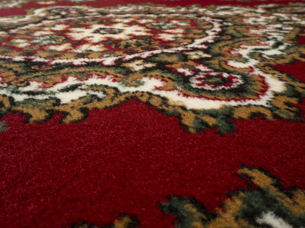Alfa Carpets, Kusový koberec TEHERAN T-102 red kruh, 190x190 (průměr) kruh, červená, chodba / předsíň