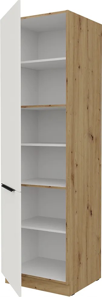 ARIA az | vysoká skříňka 60 DK-210 2F potravinová s policemi | 60 cm | ANTI FINGERPRINT povrch | artisan/bílá