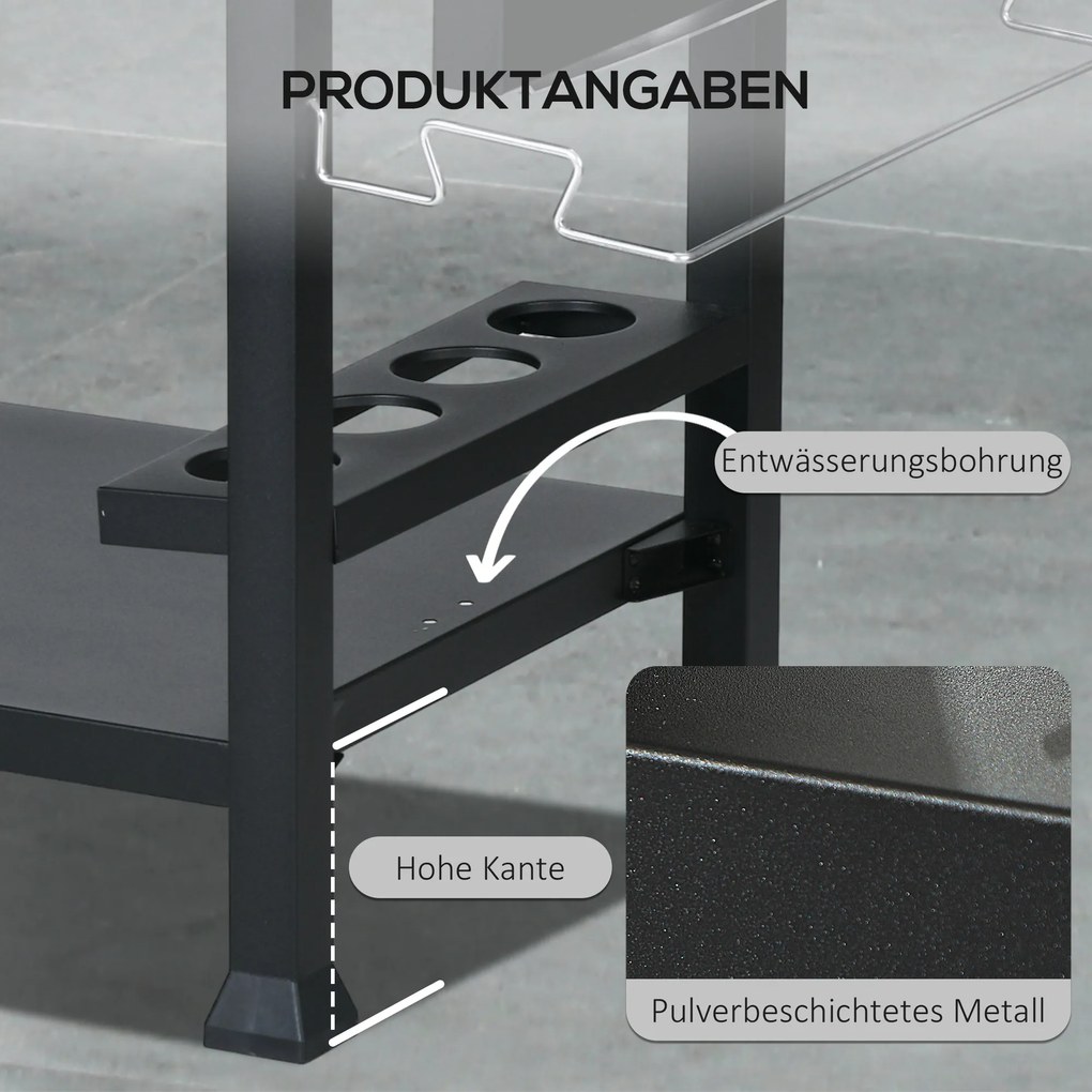Grilovací stanice s grilovacím vozíkem, včetně příslušenství, 125 x 65 x 84 cm, černá + stříbrná