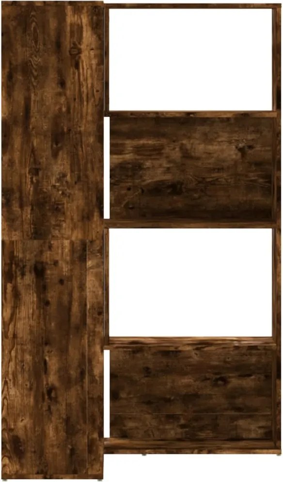 Rohová knihovna 4patrová kouřový dub 85 x 85 x 140 cm kompozit 3307814
