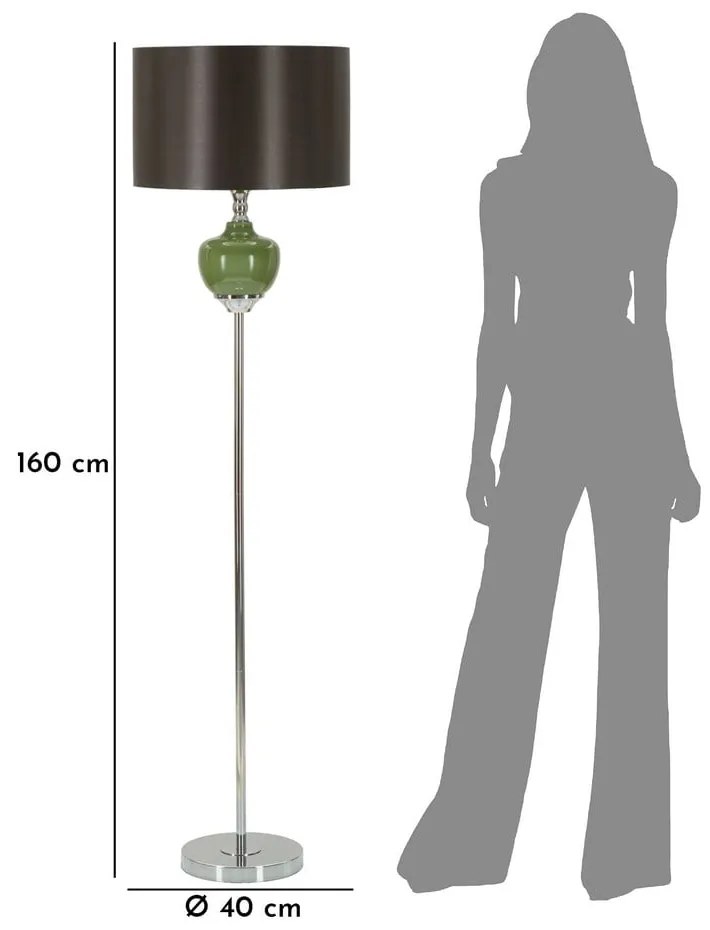 Zeleno-šedá stojací lampa s textilním stínidlem (výška 160 cm) Eva – Mauro Ferretti