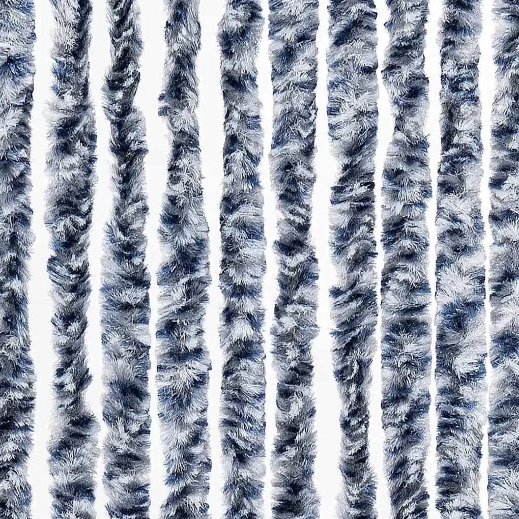 Závěs proti hmyzu modrý, bílý a stříbrný 100 x 220 cm Chenille 284275