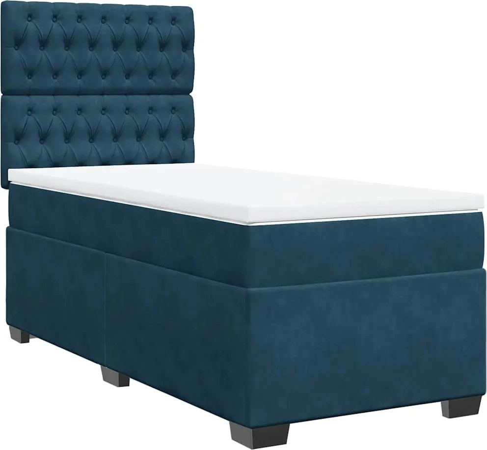 Box spring postel s matrací modrá 80 x 200 cm samet 3290772