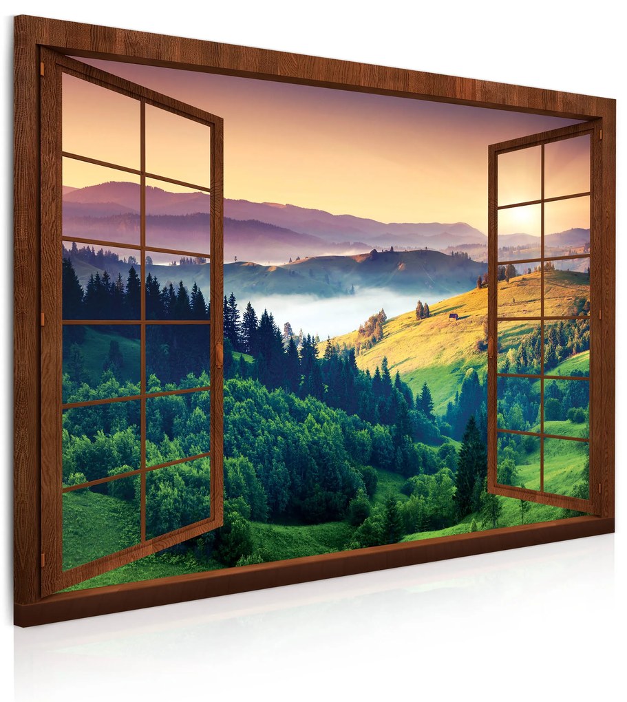 Malvis ® 3D obraz okno Zbarvená krajina Velikost (šířka x výška): 120x80 cm