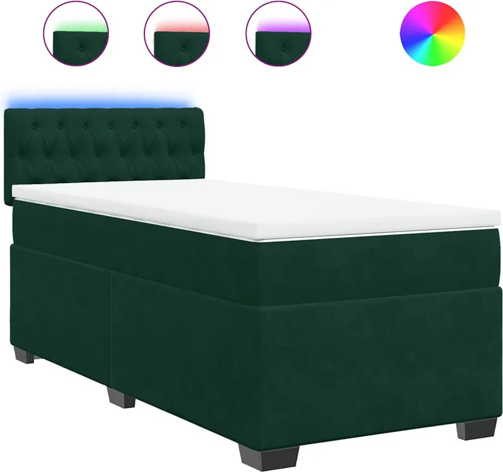 Box spring postel s matrací tmavě zelená 90x190 cm samet 3288495