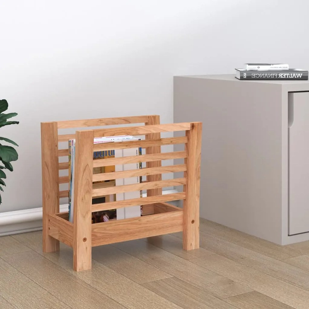 Stojan Na Časopisy 40 X 26,5 X 38,5 Cm Masivní Ořechové Dřevo Černá