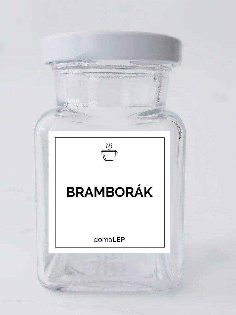 Samolepka na kořenky BRAMBORÁK bílá 5 × 5 cm tučné písmo