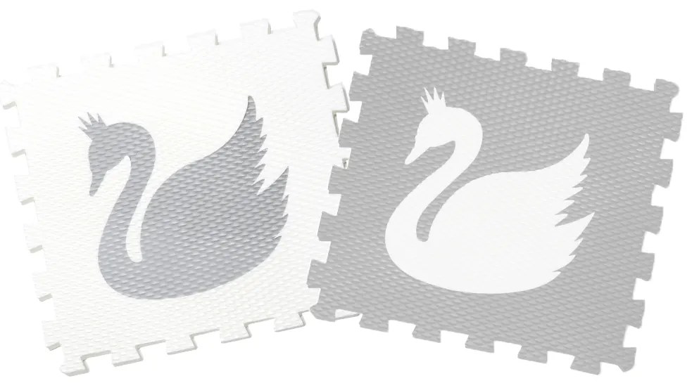 Vylen Pěnové podlahové puzzle Minideckfloor Labuť Světle šedý s bílou labutí 340 x 340 mm