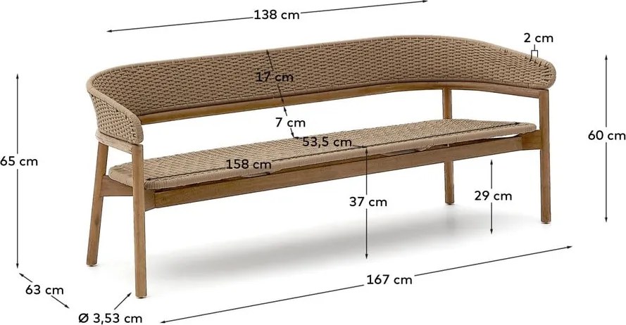 Zahradní pohovka z masivu akácie v béžové a přírodní barvě Arinella – Kave Home