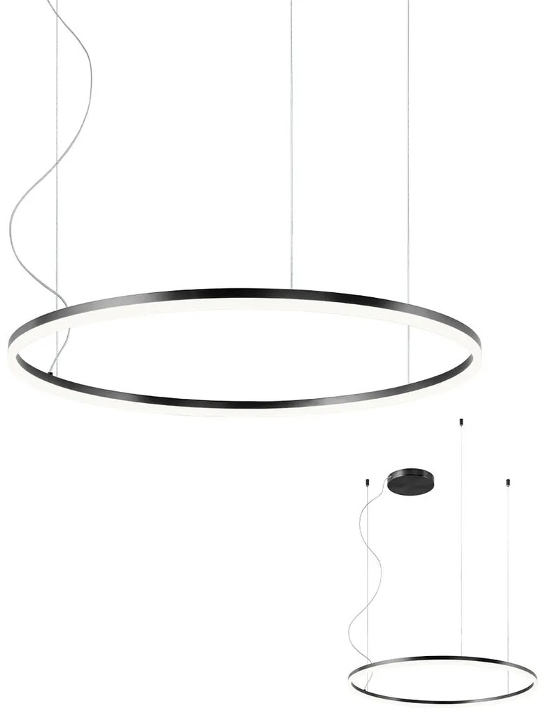 Světla a lustry REDO GROUP Redo Orbit lustr na lanku 01-1962/černá barva/LED 55W/80cm/4000K Stmívání: Triac