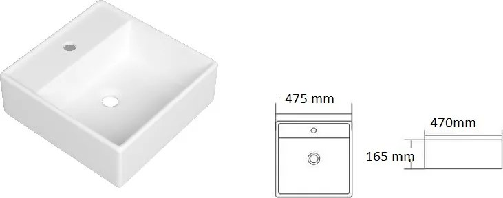 Gamma Noxa, umyvadlo na desku 475x470x165 mm, bílá lesklá, GMA-UC-NOXA
