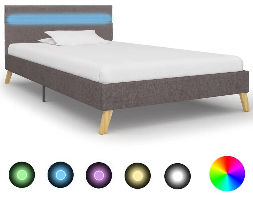 Rám postele s LED světlem světle šedý textil 100 x 200 cm,  284847