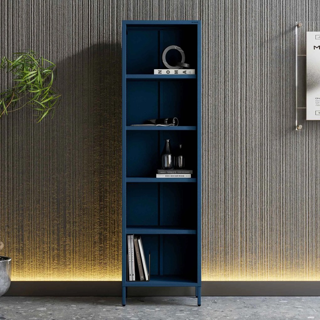 Regál plytký otevřený na knihy na nožičkách námořnická modrá, 500x1800x350 mm: MARIO Modern