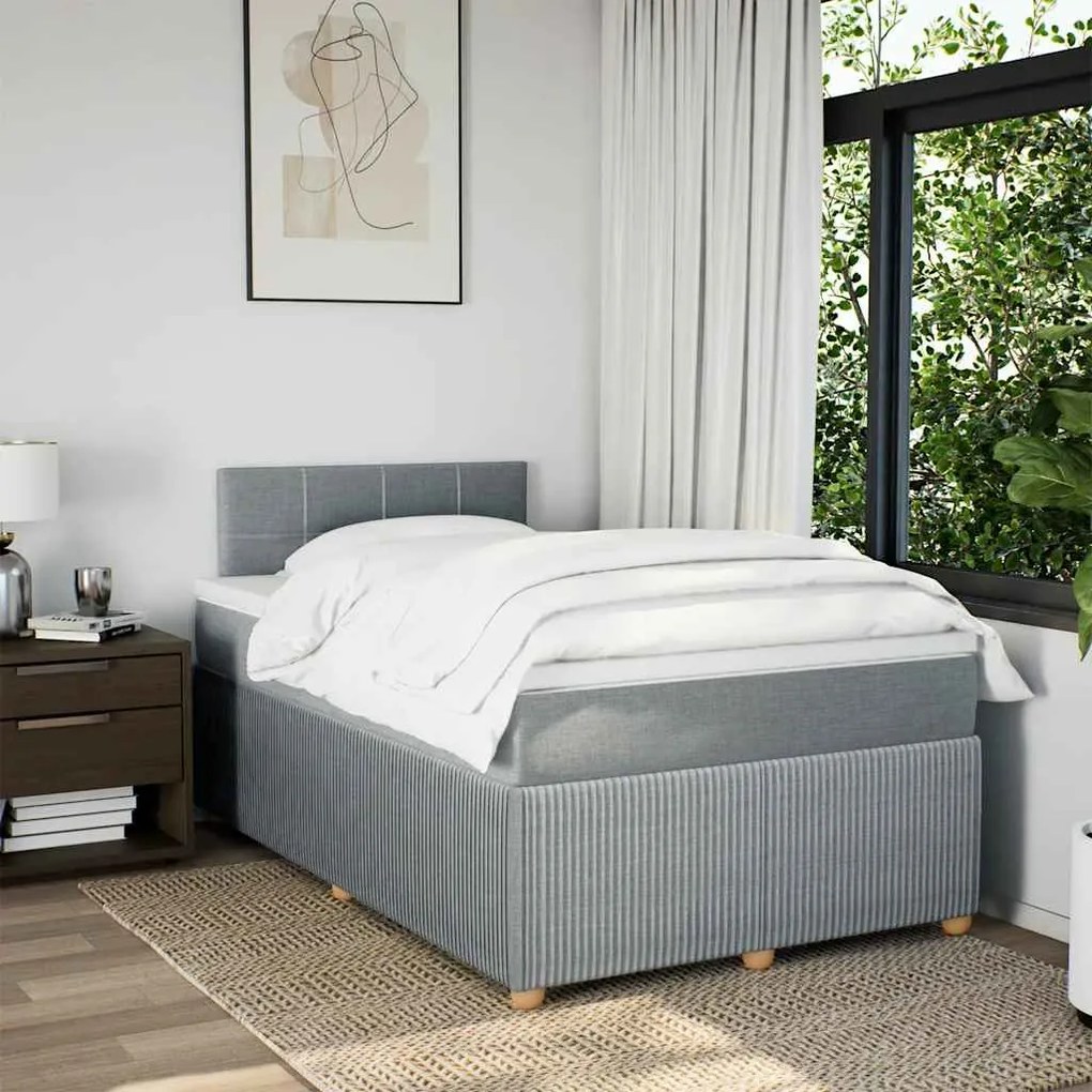 Box spring postel s matrací světle šedá 120 x 200 cm textil 3289723