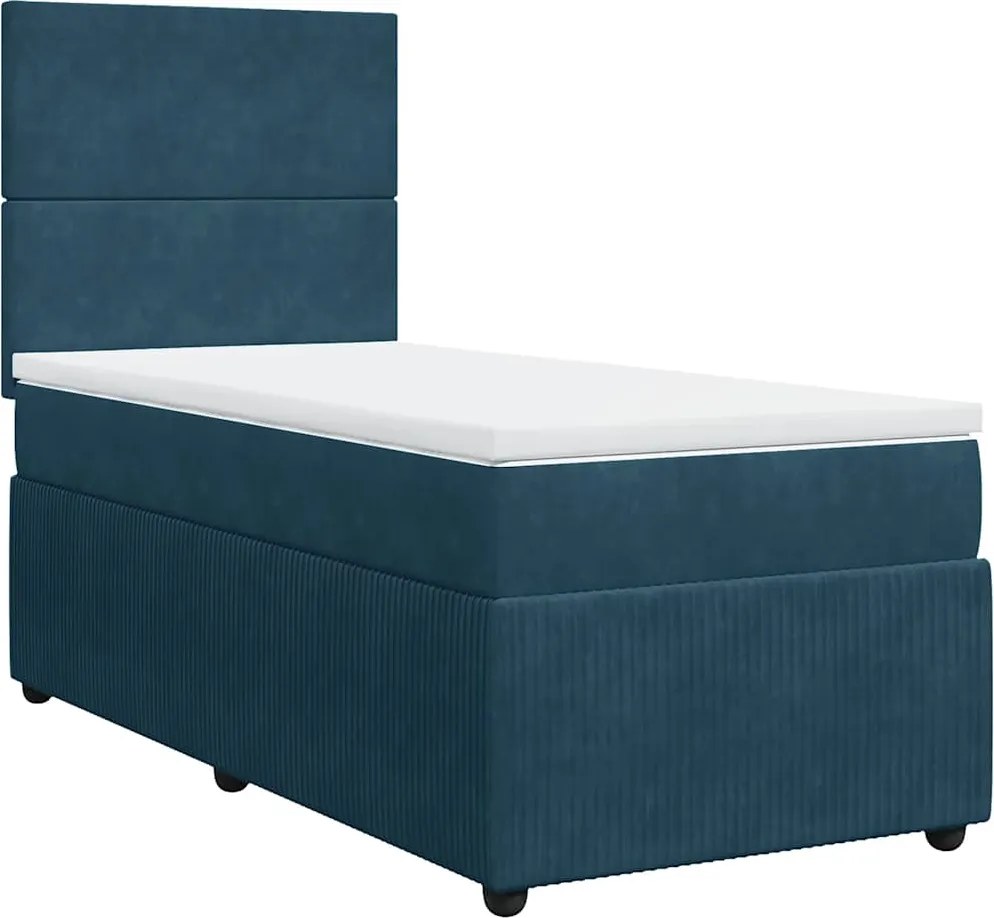 Box spring postel s matrací modrá 90 x 190 cm samet 3294512