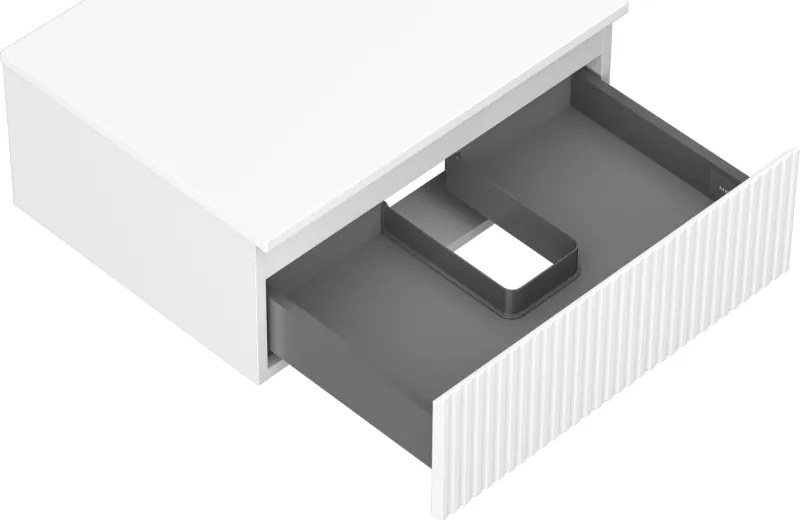 Mexen Rivel, koupelnová skříňka 60 cm s pracovní deskou, 1 zásuvka, drážkovaná, bílá matná, 91A20-06023-1-BFC01