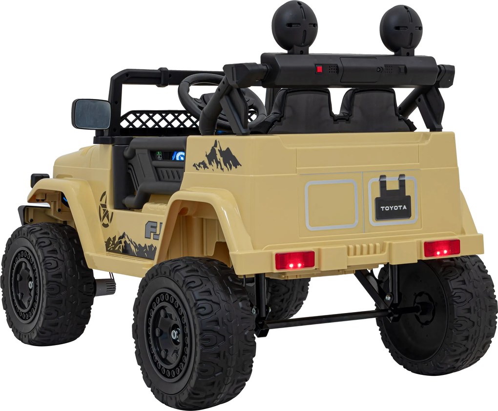 Ramiz Elektrické autíčko Toyota FJ Cruiser béžové + ovladač + pohon 4x4 + LED a audio + EVA kola + plynulý rozjezd
