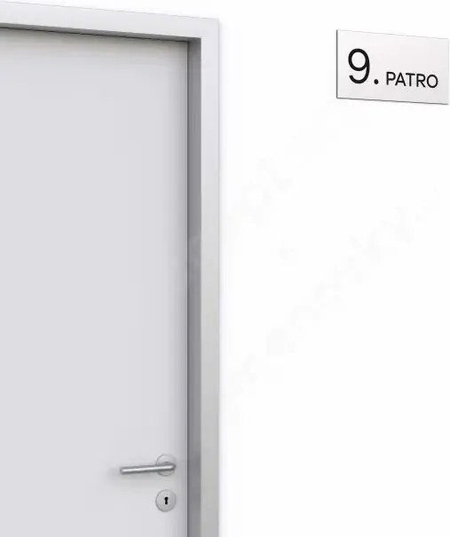 ACCEPT Označení podlaží "9. PATRO" - stříbrná tabulka - černý popis