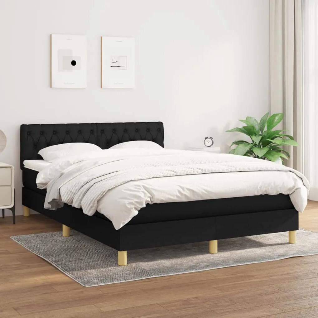 Box spring postel s matrací černá 140x200 cm textil,  3140859