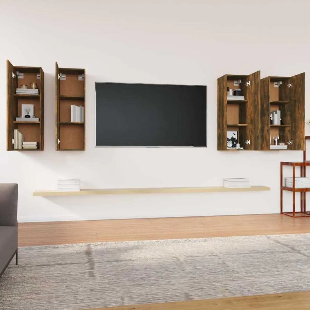 TV skříňky 4 ks kouřový dub 30,5 x 30 x 90 cm kompozitní dřevo 3120329