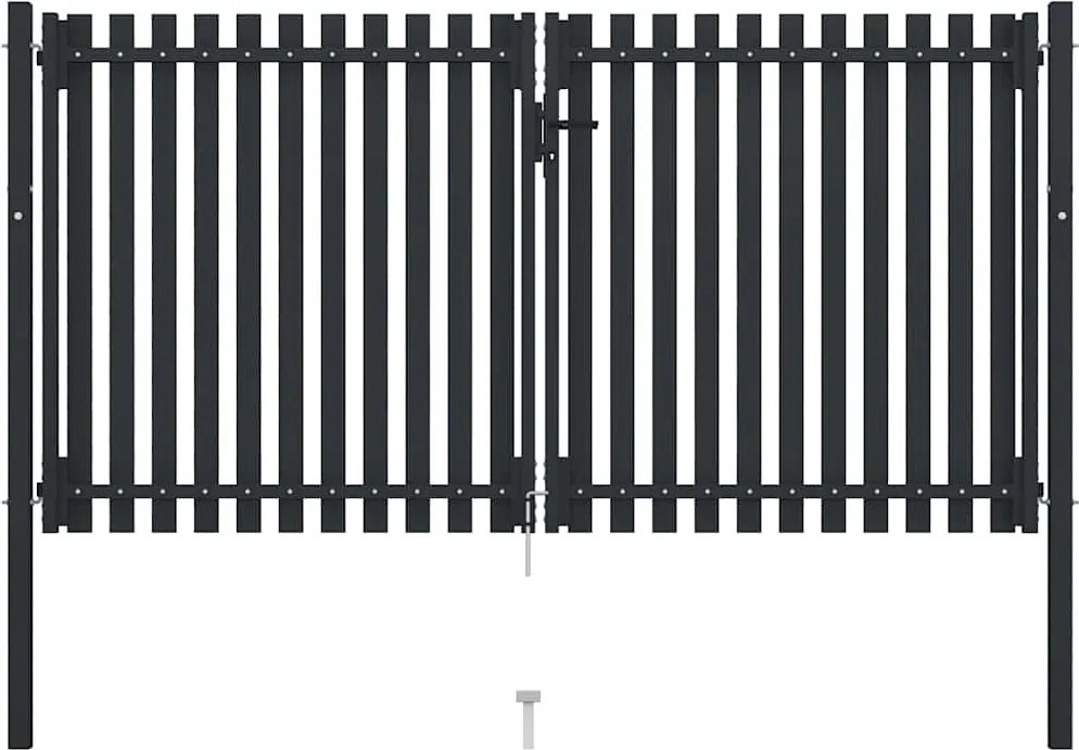Dvoukřídlé plotové brány s ocelovými dveřmi 300 x 150 cm antracitové 146353