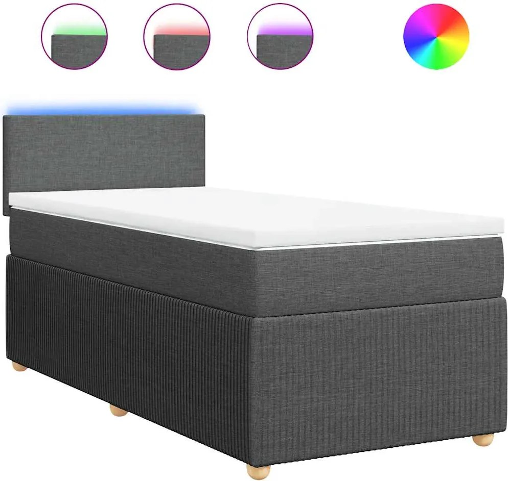 Box spring postel s matrací tmavě šedá 90x190 cm textil 3289605