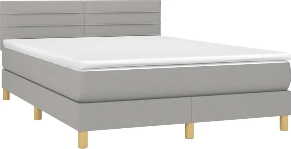 Box spring postel s matrací a LED světle šedá 140x190 cm textil 3133789