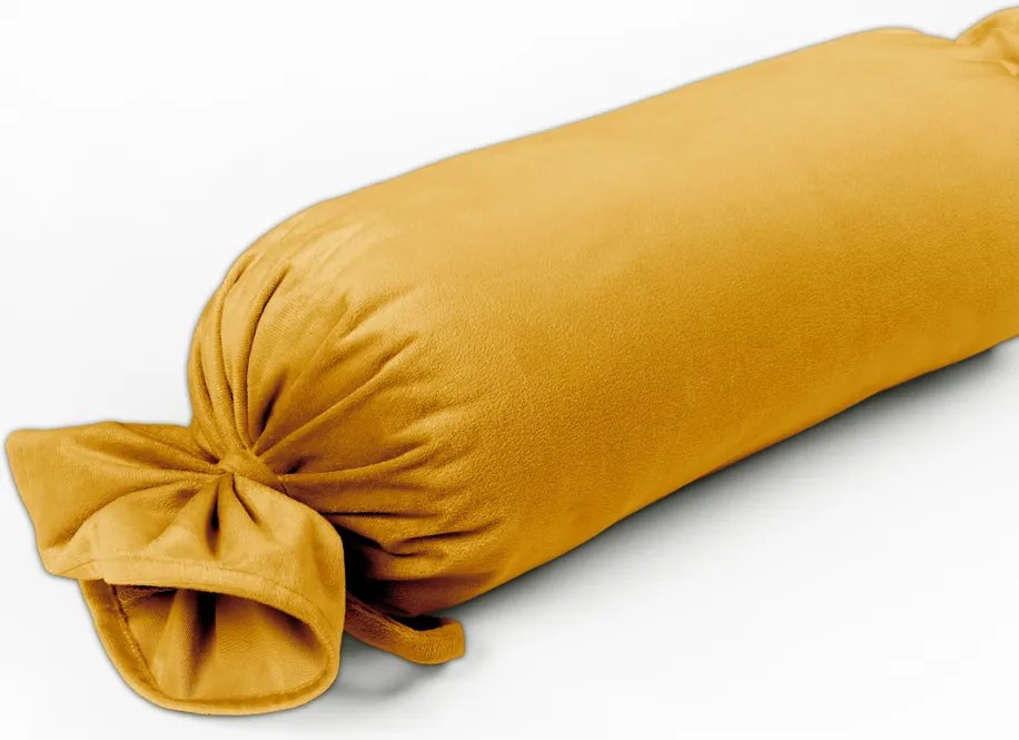 Biante Sametový polštář válec bonbon Velvet Premium SVP-037 Zlatavě oranžový 15x40 cm