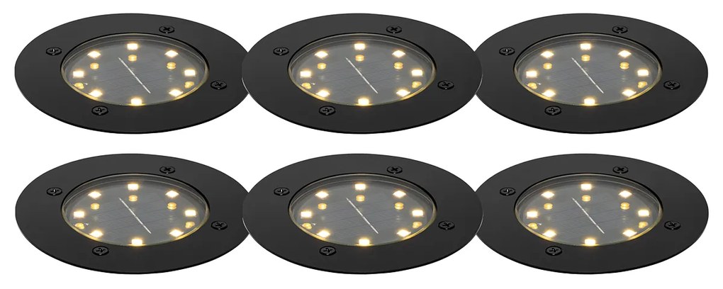 Sada 6 ks zemních bodových světel černé včetně LED IP65 Solar - Terry