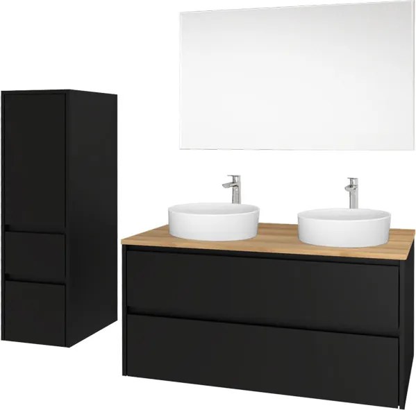Mereo Mereo, Opto, koupelnová skříňka s keramickým umyvadlem 81 cm, bílá, dub, bílá/dub, černá, CN921