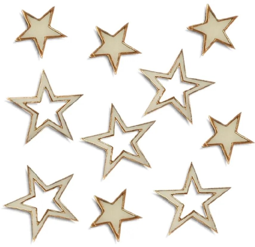 Set 14 ks vánoční dekorace  zlatá/krémová Wooden Stars