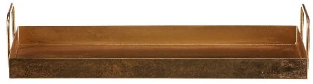 Kovový tác s uchy obdélník, zlatá, 36 x 16 x 7 cm