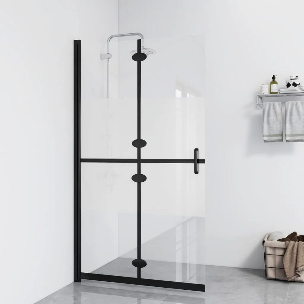 Skládací sprchová zástěna napůl mléčné ESG sklo 120 x 190 cm 151191