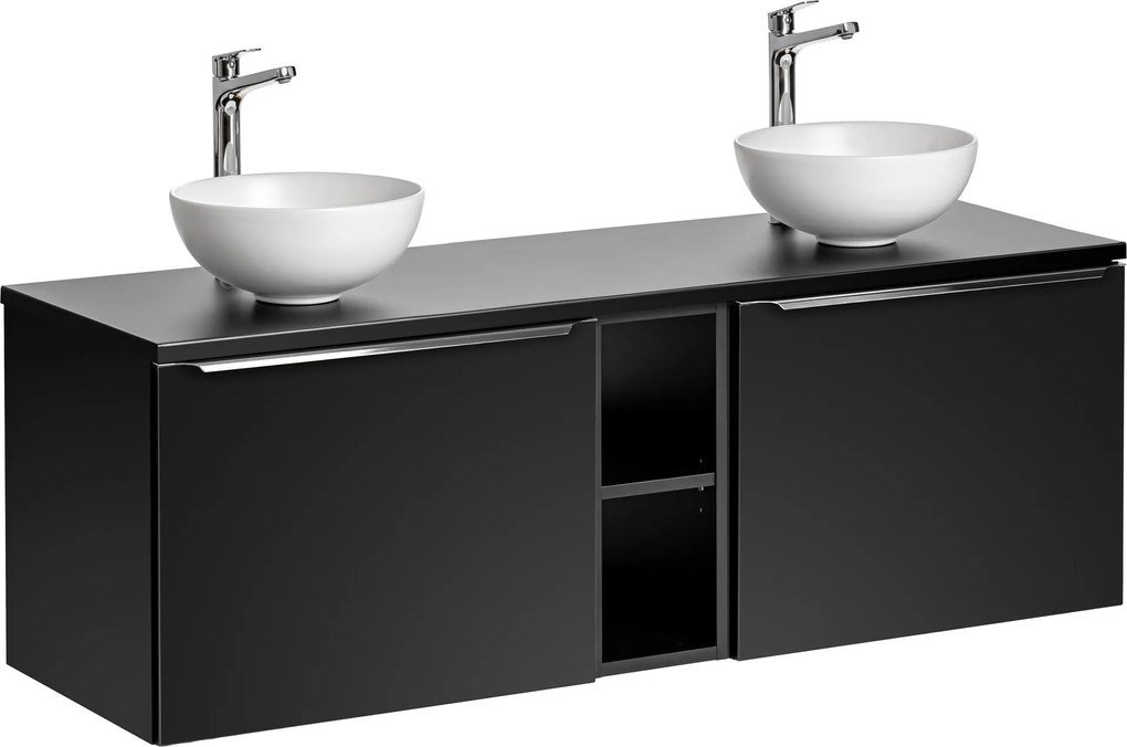 Comad Koupelnová skříňka s deskovými umyvadly set Santa Fe Black 140 černá
