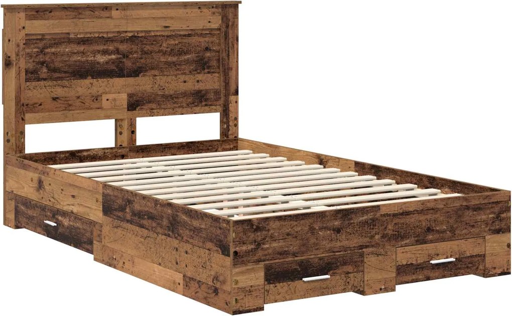 Rám postele s čelo Staré dřevo 120 x 190 cm Kompozitní dřevo 3410340