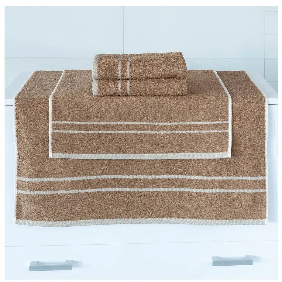 Veba ručník rujana pruh - nugátová 50x100
