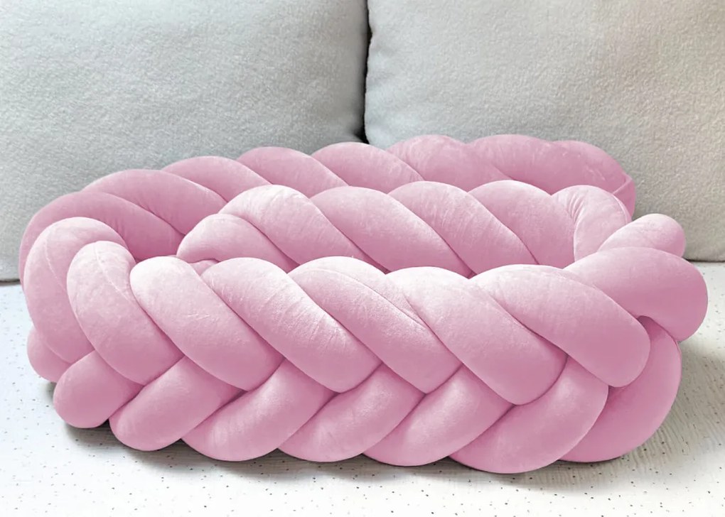 Sametový mantinel pletený do copu z 5 pramenů Zvolte barvu: Světle růžová, Zvolte délku: 420 cm