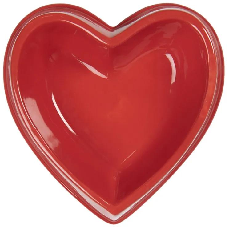 Červená miska pro zvířata ve tvaru srdce – 19x19x6 cm