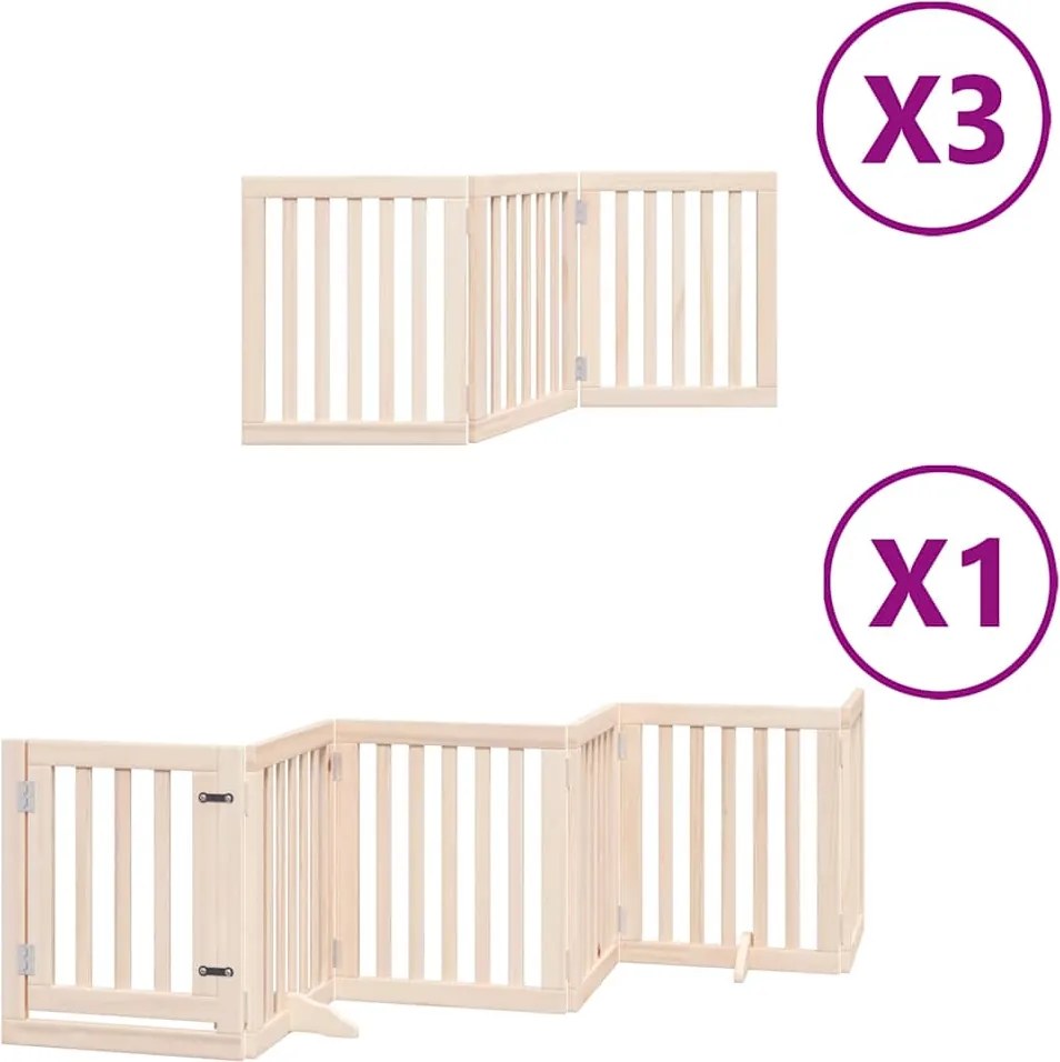 Zábrana pro psy s dvířky skládací 15 panelů 750 cm topol 3155643
