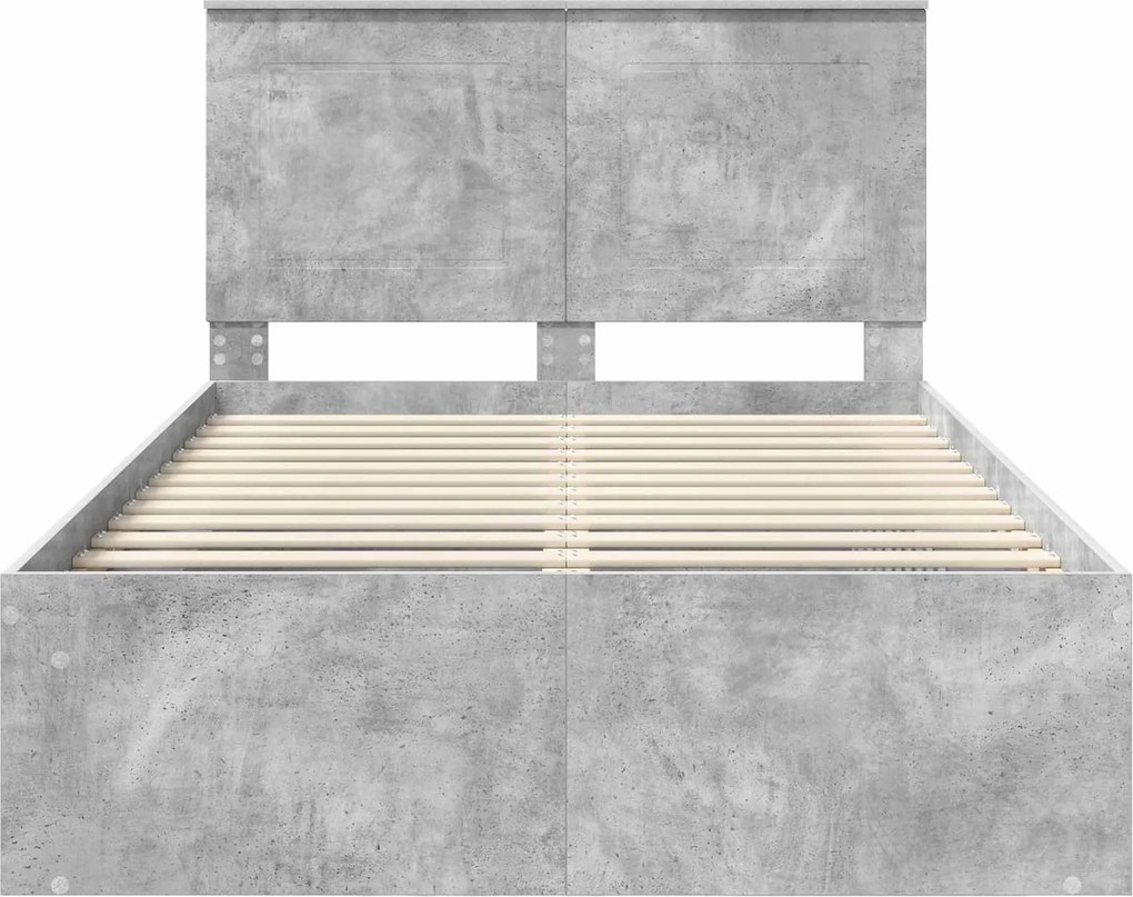 Rám postele s čelo Beton 120 x 190 cm Masivní borové dřevo 3409375