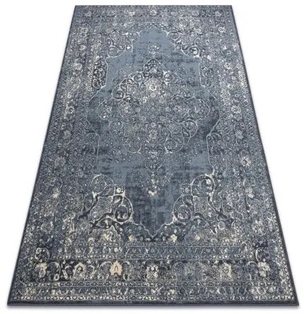 Koberec Vlna NAIN Růžice vintage 7599/50911 tmavě modrá / béžový