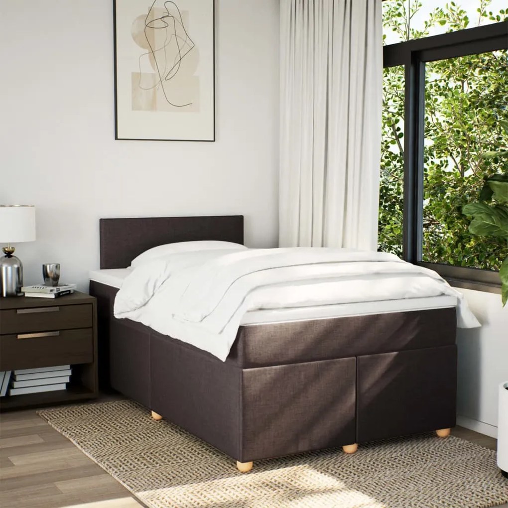 Box spring postel s matrací tmavě hnědá 120x200 cm textil 3286643