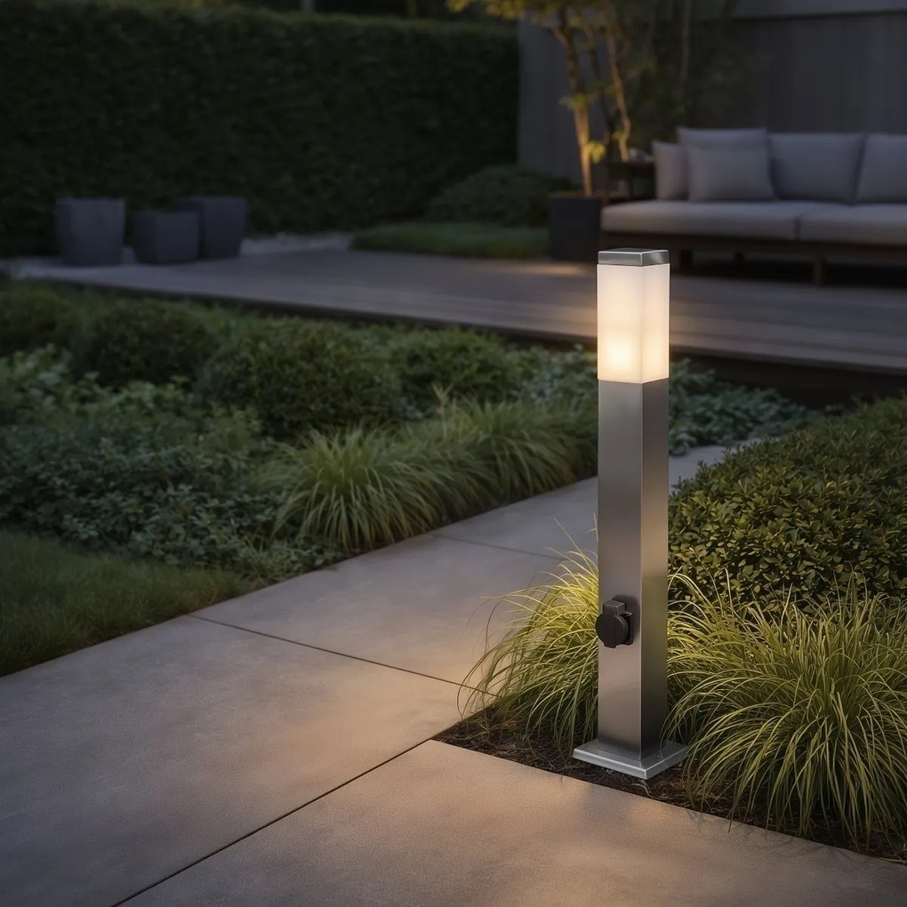 Venkovní lampa ocel 80 cm s paticí IP44 - Malios