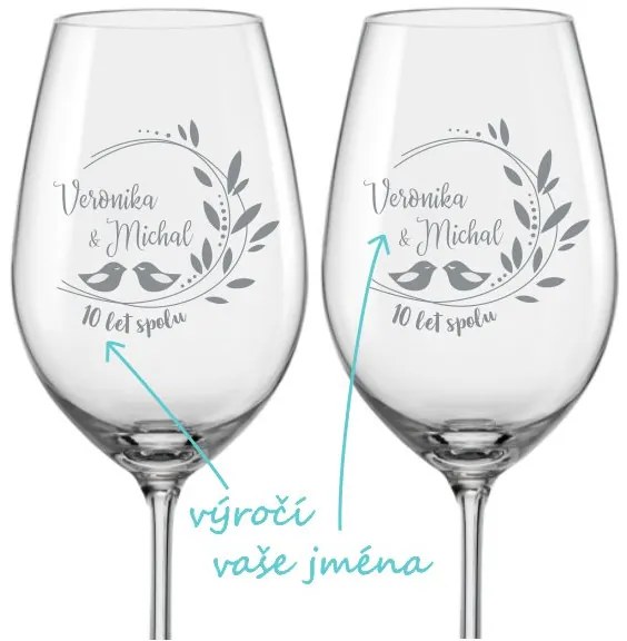 Sklenice na víno k výročí Romance 2 ks