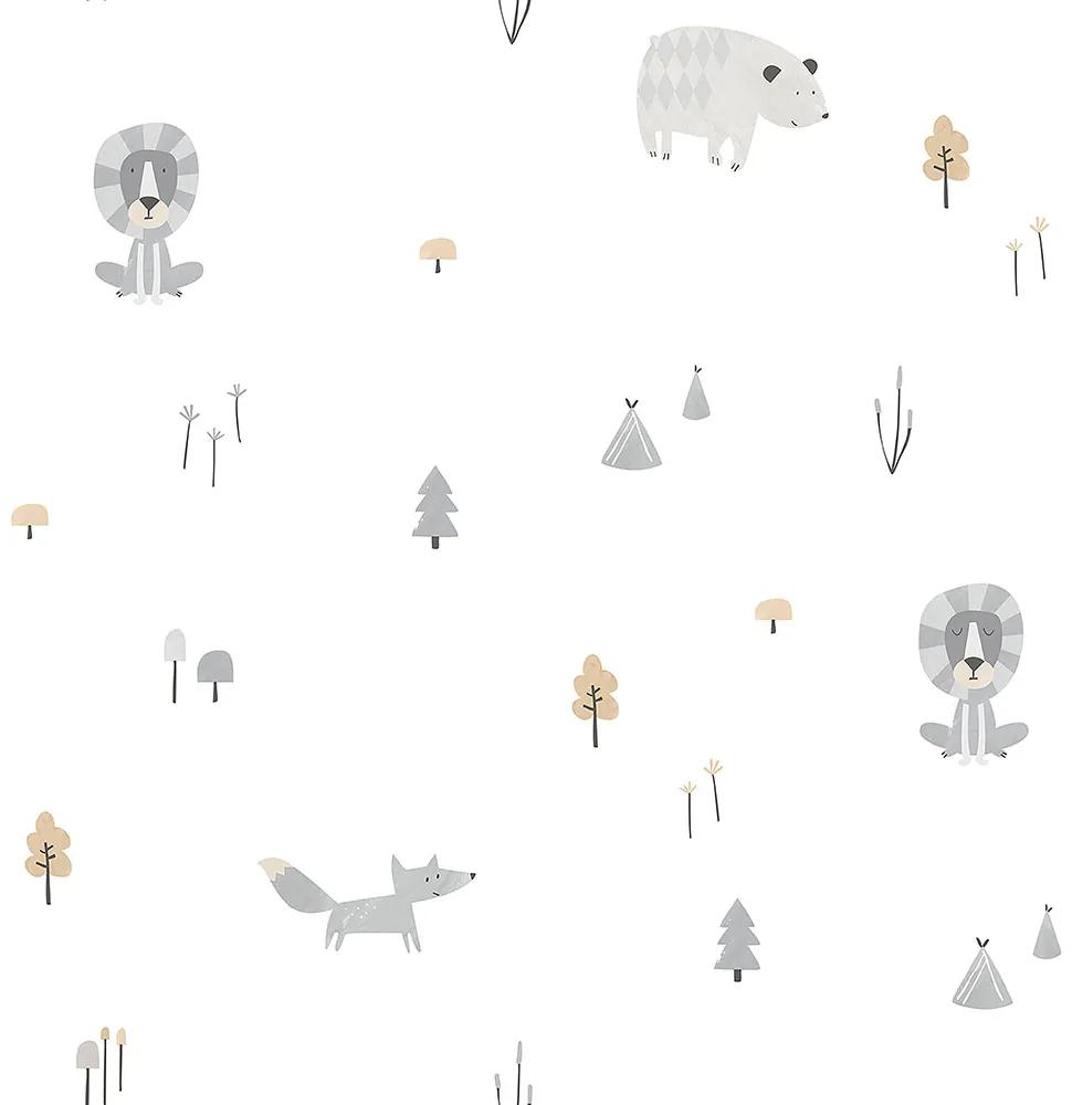 ICH Wallcoverings Dětská papírová tapeta se zvířátky v lese 3350-4 rozměry 0,53 x 10,05 m